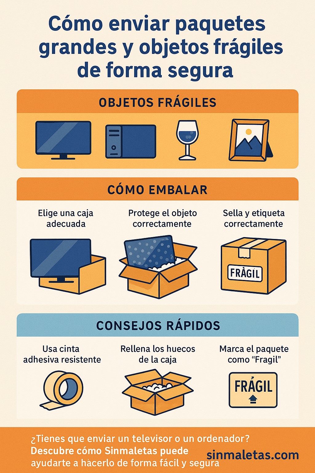 Cómo enviar paquetes grandes y objetos frágiles de forma segura